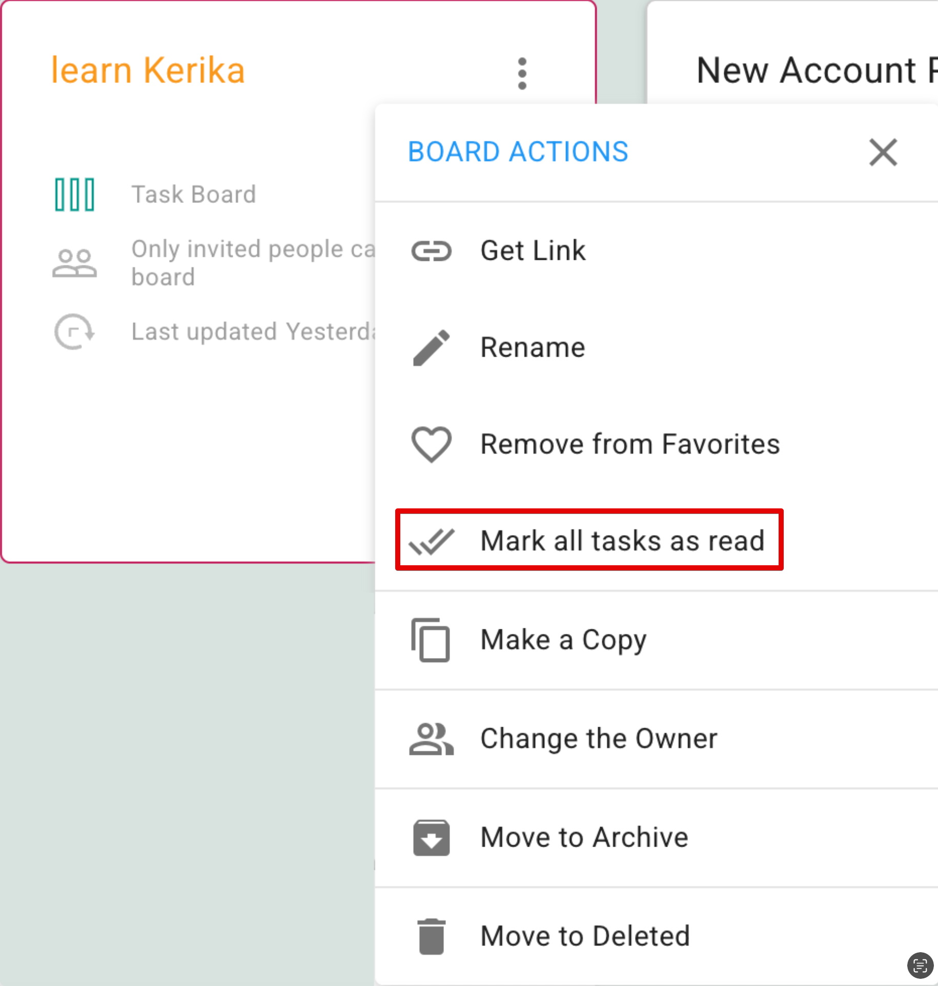 Easier to mark an entire board as read | Get More Done, With Kerika